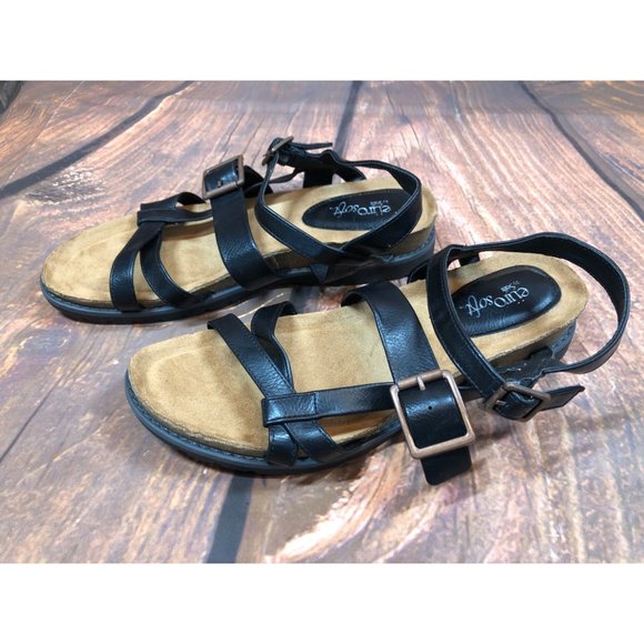 Eurosoft | Shoes | Eurosoft By Sofft Black Strappy Sandals Womens 95 M ...